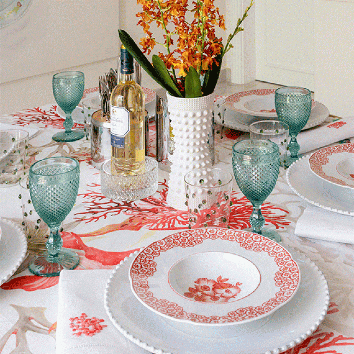 Toalha de Mesa Italiana 1,70x1,70cm Aquarius Linho | Matisse Casa